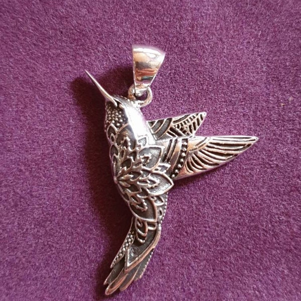 Sterling Silver Hummingbird Pendant - Etsy