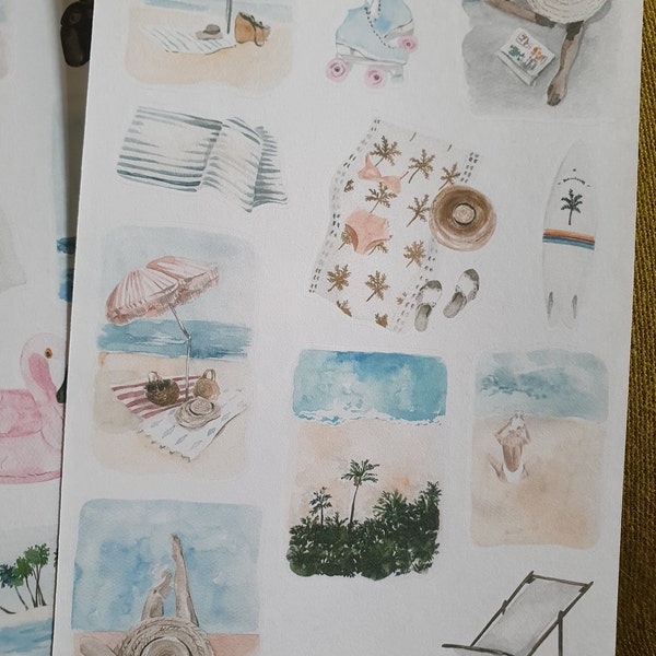 Summer Beach Sticker Set - Journal Sticker Planner Sticker Holiday ...