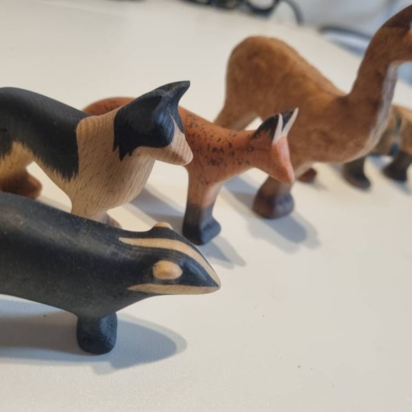 Wooden Fox Figurine - Fox Gifts - Woodland Animals Carved - Wooden ...