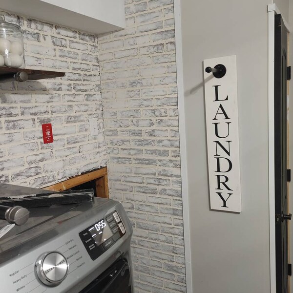 Laundry Sign With Hanging Pole | Rustic Laundry Room Hanger | Farmhouse ...