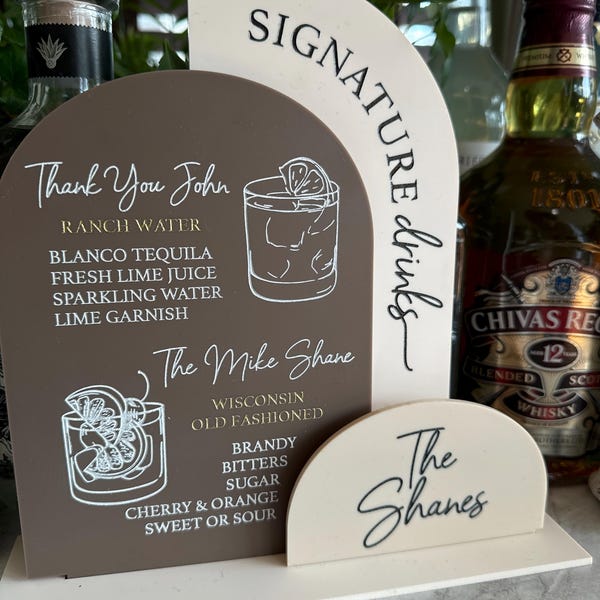 Wavy Signature Drink Bar Menu Sign, Signature Cocktails Personalized ...