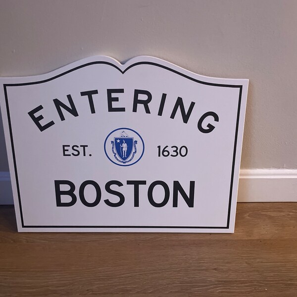 Official Painted Wood Entering Boston Sign Handmade - Etsy