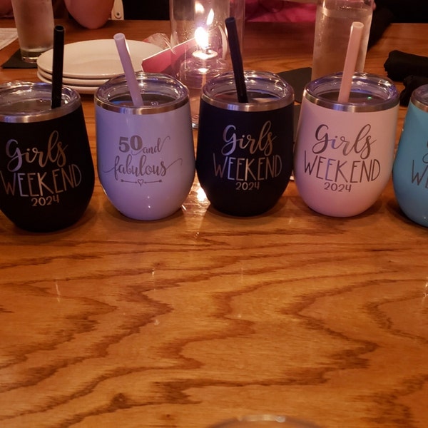 Girls Weekend Wine Tumbler, Custom Personalized Cocktail Cup, Insulated ...