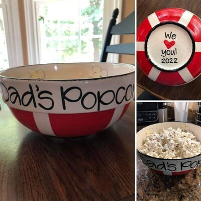 Personalized Large Ceramic Popcorn Bowl - Etsy