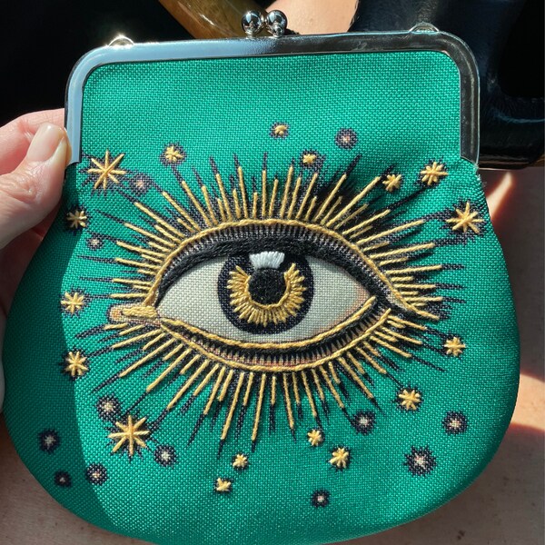 Evil Eye Coin Purse, Evil Eye Embroidered Bag, Crossbody Bag, Evil Eye ...