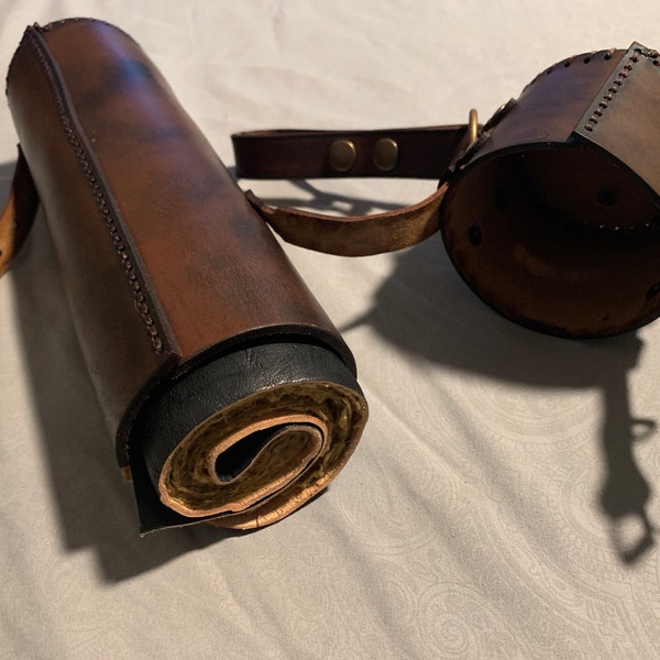 Leather Scroll Case for LARP Document Tube for Cosplay Medieval Viking ...