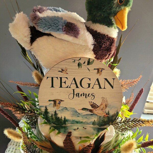 Mallard Duck Name Sign, Round Wood Name Sign, Wood Baby Name Sign, Duck ...