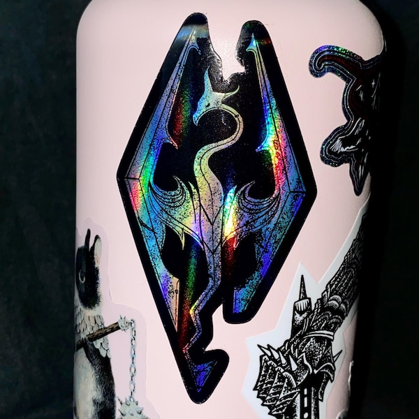 Elder Scrolls Skyrim Dragon Sticker Holographic Vinyl - Etsy