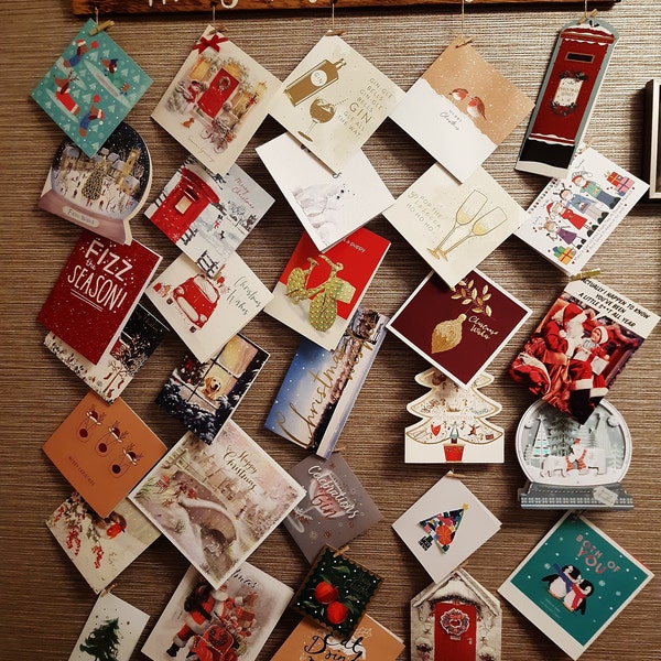 Christmas Card Holder Display. Eco-friendly Christmas Personalised Sign ...