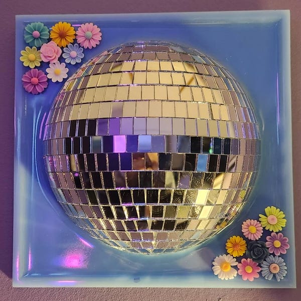 GIANT FLOWER DISCO Ball Sculpture Wall Art / One of a Kind / Handmade ...