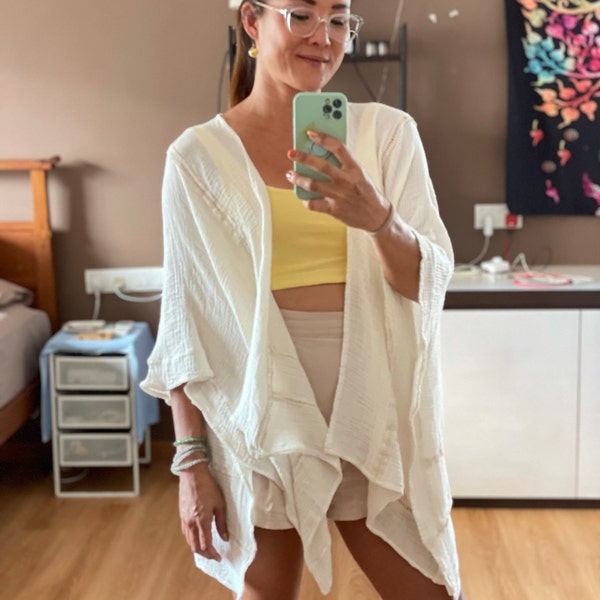 Organic Cotton Boho Robe, Pink Kimono Summer Wrap, Loungewear Evil Eye ...