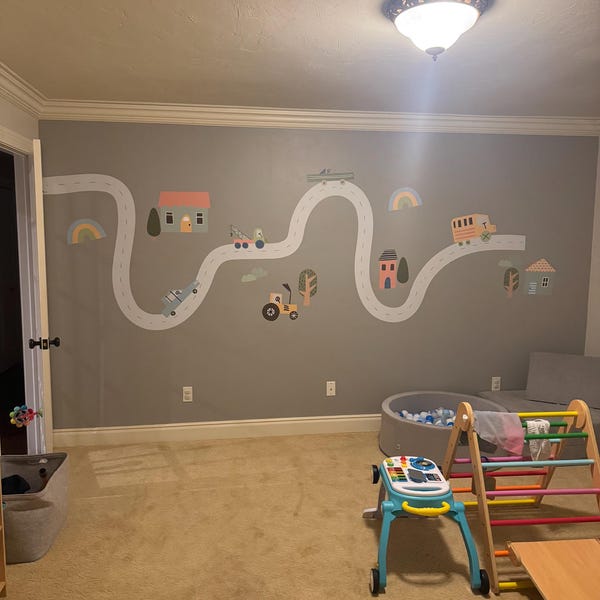 Playroom Wall Decals, Large Road Map Wall Decals, City Road Wall ...