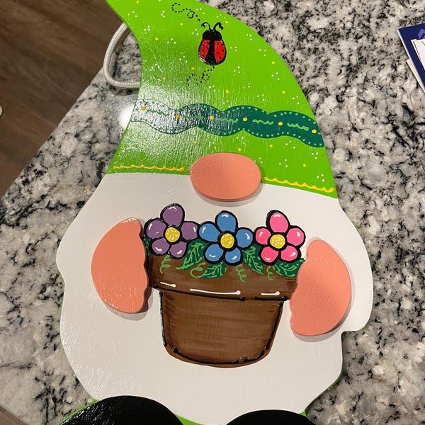 SPRINGTIME GNOME SIGN Wall Art Door Hanger Plaque Holiday Seasonal ...