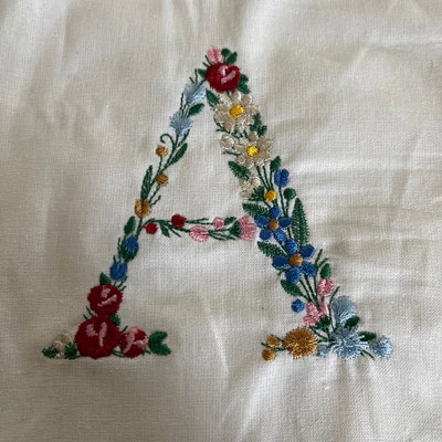 Machine Embroidery LETTER A Uppercase 9,6cm/3.80 Tall Dainty Floral ...
