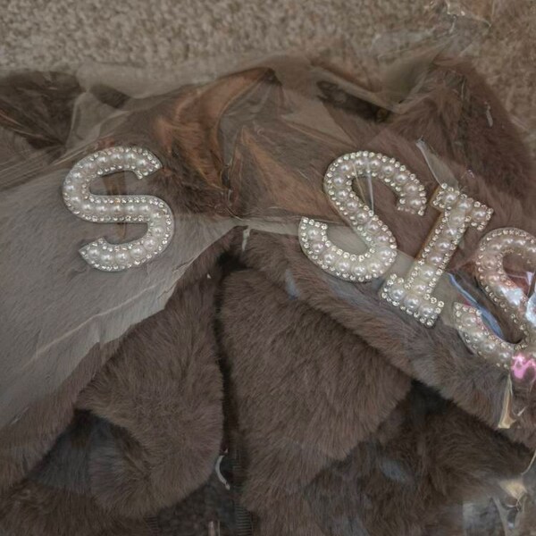 Bride Gift Pearls Slippers, Rhinestone Fluffy Slippers, Bridal Shower ...