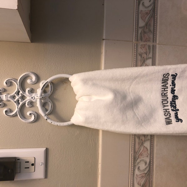 Old World ,cast Iron Towel Holder, Shabby Chic White, Bathroom Decor ...