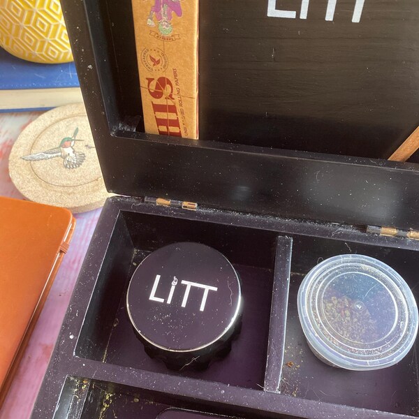 Litt Premium Quality Wooden Stash Box With 3 Compartments - Portable ...