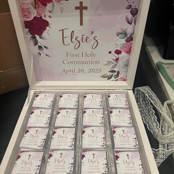 First Holy Communion Chocolate Box, Gift for Guest, Boy Communion ...