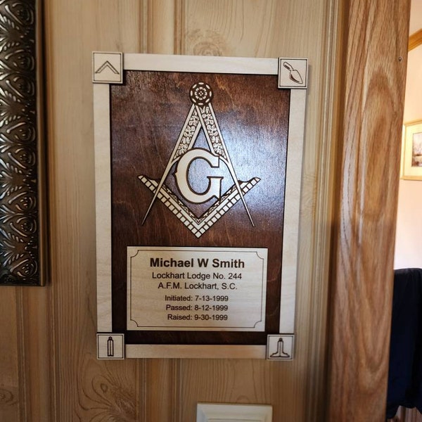 Masonic Plaque - Custom Wood Engraved - Etsy