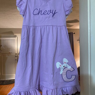 Personalized Easter Bunny Alphabet Dress, Monogrammed Easter Dress ...