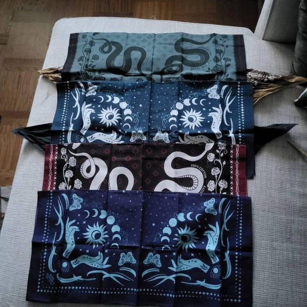 Exclusive Design Zodiac Cotton Bandana Blue Square Scarf Sun Moon Star ...