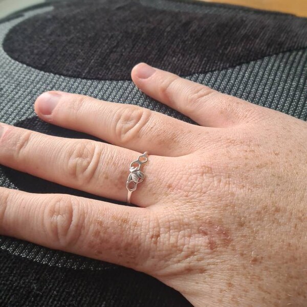 Bee Honeycomb Ring, Bumblebee Silver Ring, Cute Bee Ring, Wildlife Ring ...