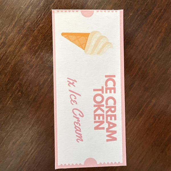 Printable Ice Cream Tokens | Gelato Coupons | Ice Cream Birthday | Ice ...