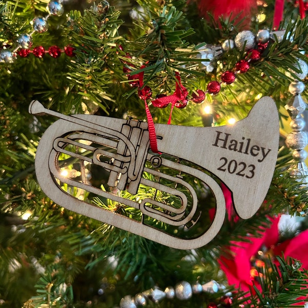 Laser Cut and Engraved Wooden "baritone" Ornament - Etsy
