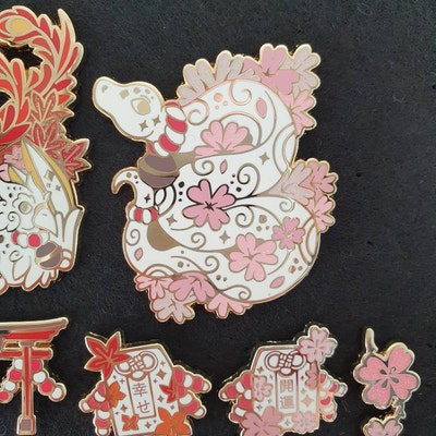 Shirohebi / Snake Enamel Pin Japanese Folklore Mini Pins - Etsy