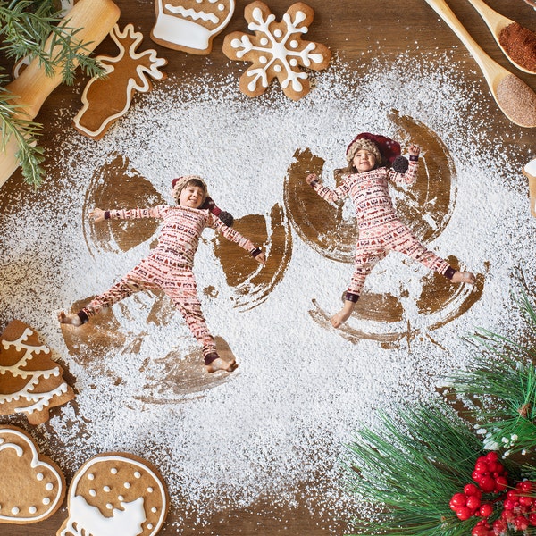 Cookie Cutter Kids Backdrop, Christmas Snow Angels in Flour - Etsy