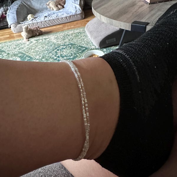 STARDUST - Gold Luster Beaded Anklet - Double Wrap Anklet - Stretchy Anklet - Anklets for Women ...