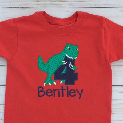 T-rex Dinosaur Birthday Numbers Set 1-6 Applique Machine Embroidery ...