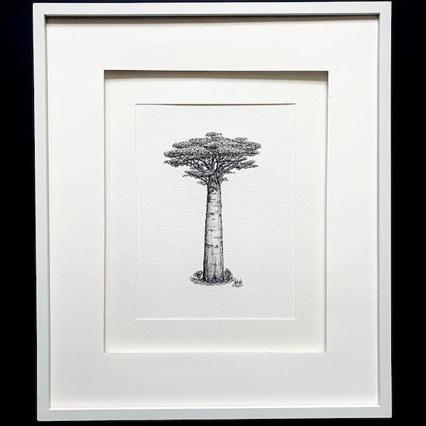 Olive Tree Original Artwork. Black and White, Beautiful Old Tree. Hand ...