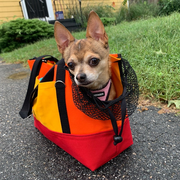 Duplex Dog Carrier, Color Block Canvas Dual Pet Carrier Bag to Carry 2 ...