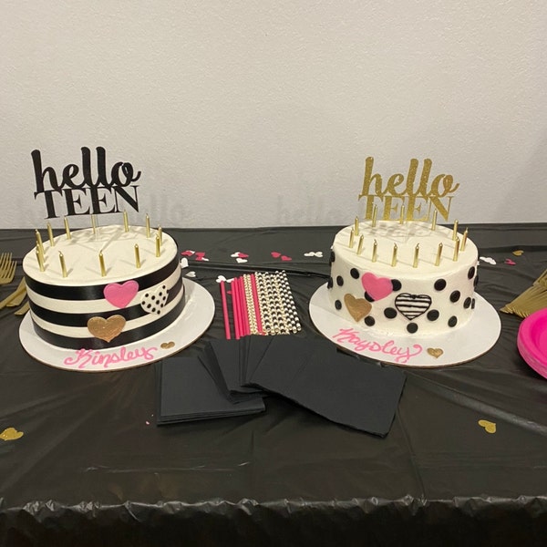 Hello Teen Cake Topper is Kate Spade Inspired, With Black and White ...