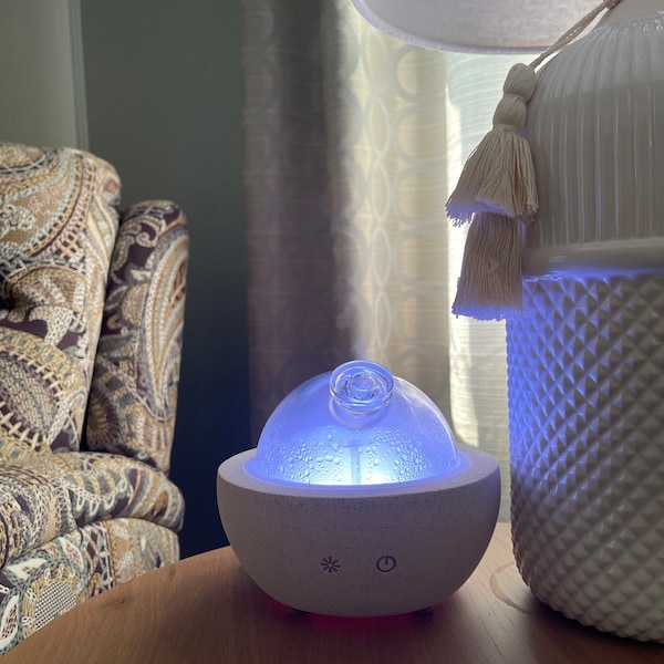 Luna | Glass Dome & White Speckled Concrete Diffuser | Essential Oil ...