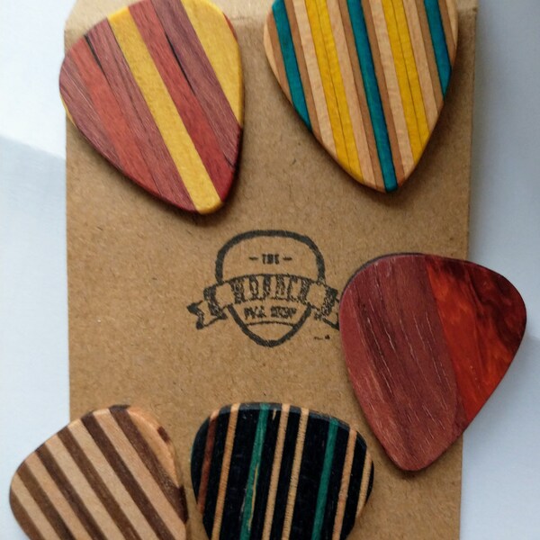Hand Made Wooden Guitar Pick - Multi-wood Guitar Pick - Custom Guitar ...