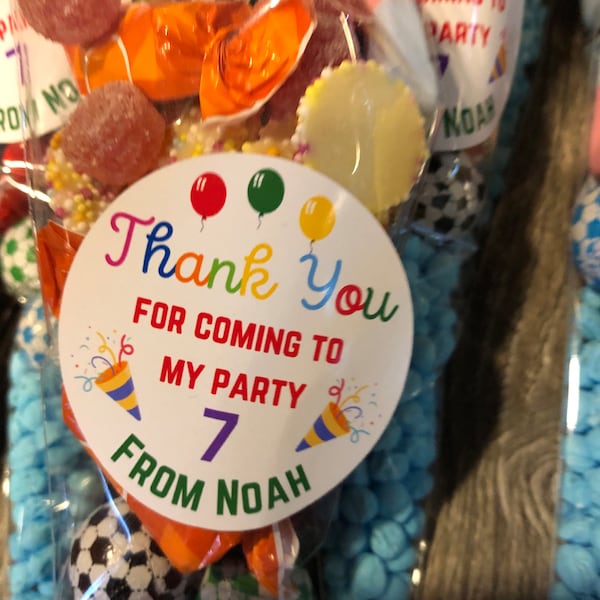 Personalised Children’s Party Bag Stickers, Party, Thank You Stickers ...
