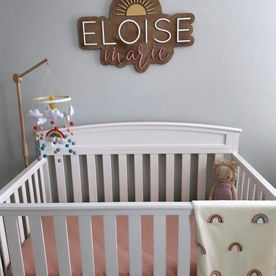 Boho Name Sign, Nursery Name Sign, Sun Nursery Decor, Boho Sun Name ...