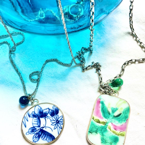 Ming Qing Dynasty Pottery Shard Pendant Charm Cherry Blossom Round - Etsy