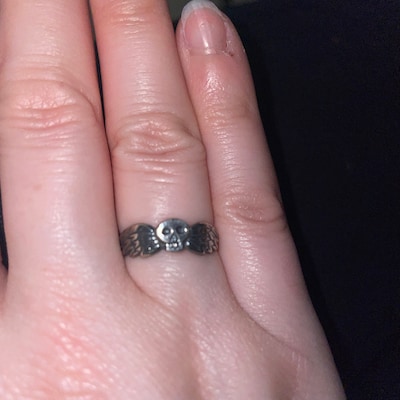 Mini Taphophile Ring in Sterling Silver or Gold Memento Mori Skull - Etsy