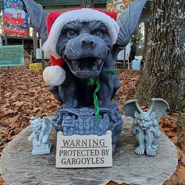 Gargoyle Wall Plaque "warning Protected by Gargoyles" - Etsy