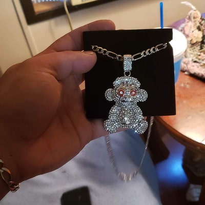 NBA Youngboy Monkey 18k Gold/white Gold CZ Diamond Hiphop Iced Pendant ...