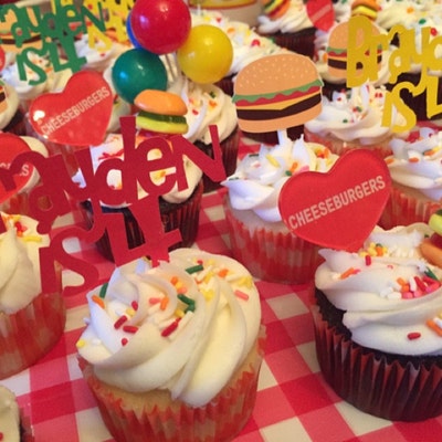 Hamburger Cupcake Toppers Barbecue Cupcake Fast Food Cupcake - Etsy