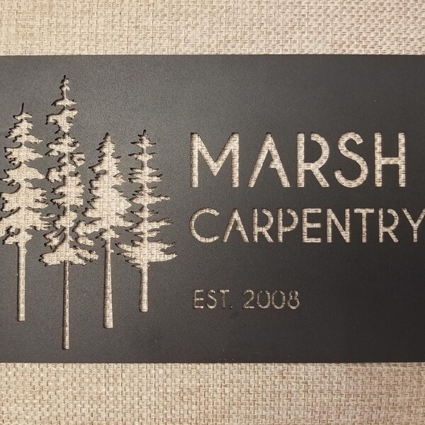 Personalized Metal Cabin Name Sign, Pine Tree Custom Metal Sign ...
