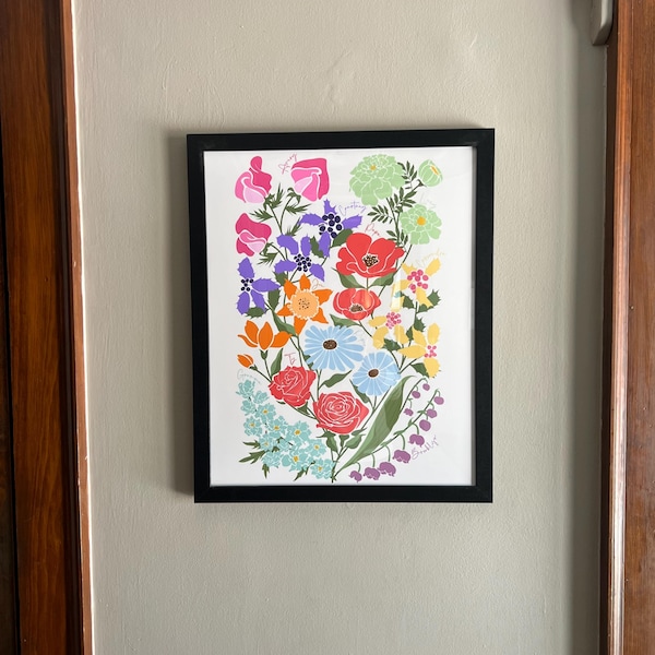 Custom Family Birth Flower Bouquet Artwork | Digital Printable ...