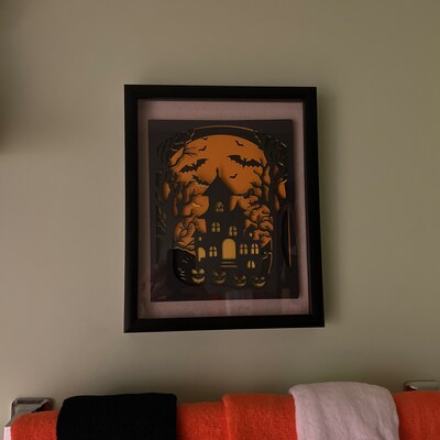 Spooky House Halloween Shadow Box Template, Layered Paper Cut ...