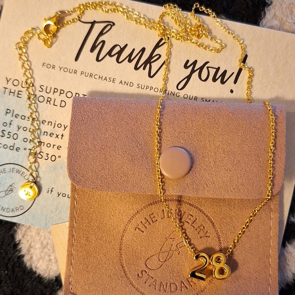 Gold Number Necklace, Sterling Silver, Gold Necklace, Personalized ...