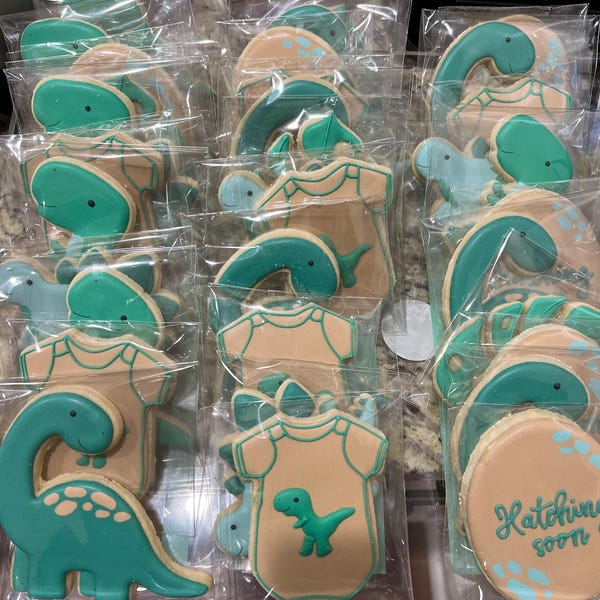 Dino Baby Shower Cookies | Hatching Soon Cookies - Etsy