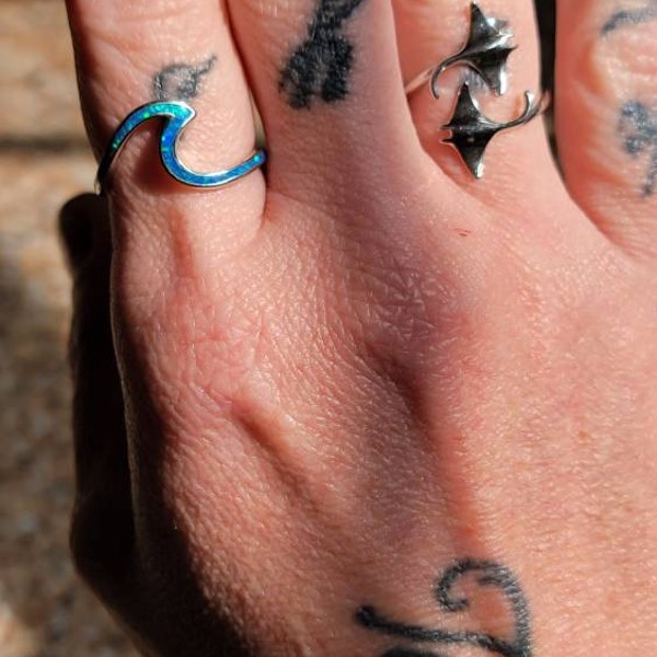 Gold Manta Ray Ring 925 Sterling Silver With 18k Gold Overlay, Twin ...